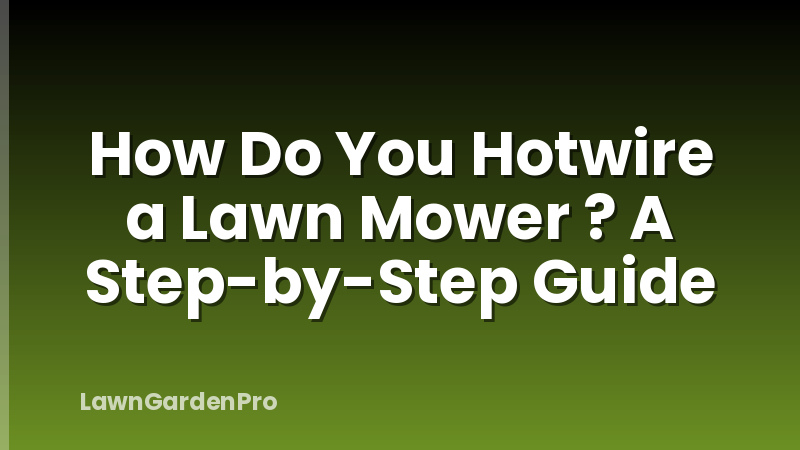 How Do You Hotwire a Lawn Mower ? A Step-by-Step Guide - LawnGardenPro