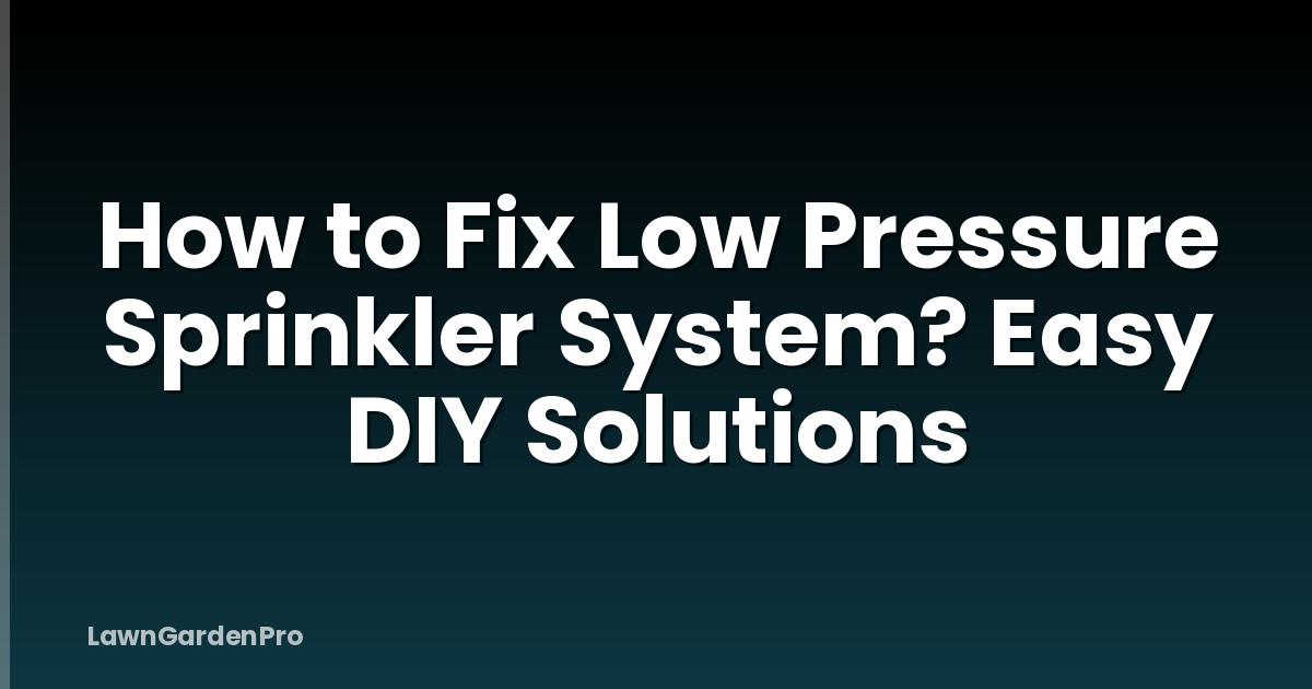 How to Fix Low Pressure Sprinkler System? Easy DIY Solutions ...