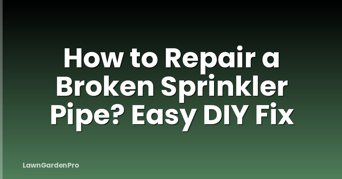 How to Repair a Broken Sprinkler Pipe? Easy DIY Fix - LawnGardenPro