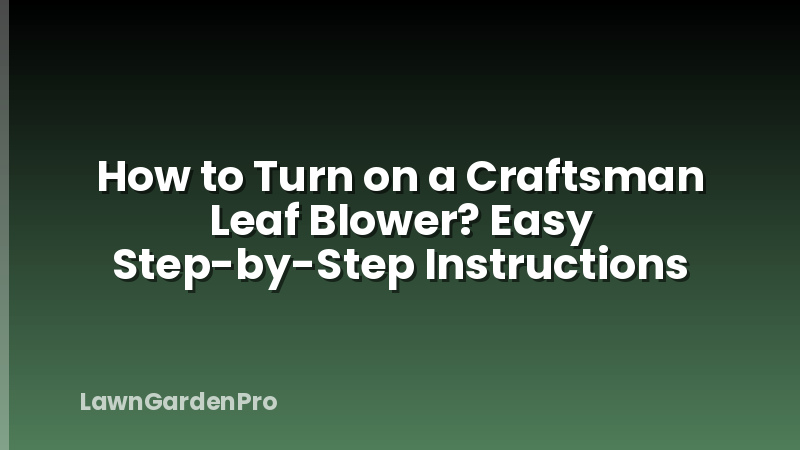 How to Turn on a Craftsman Leaf Blower? Easy Step-by-Step Instructions ...