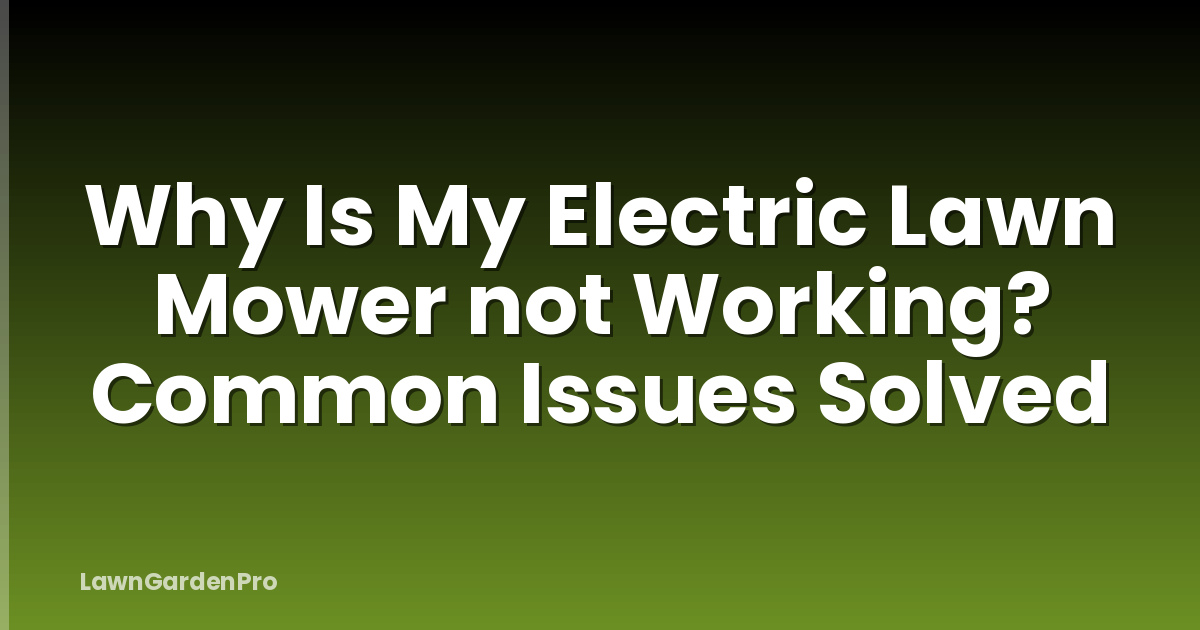 Why Is My Electric Lawn Mower not Working? Common Issues Solved ...